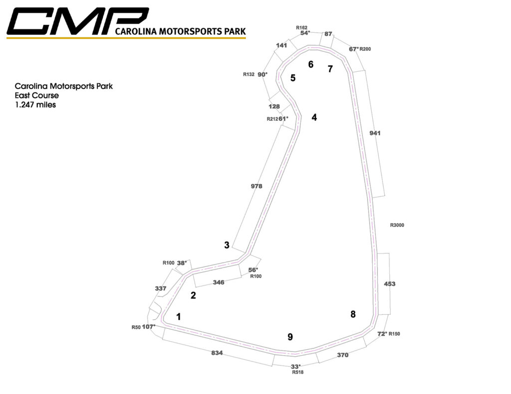 East Course Diagram – Carolina Motorsports Park