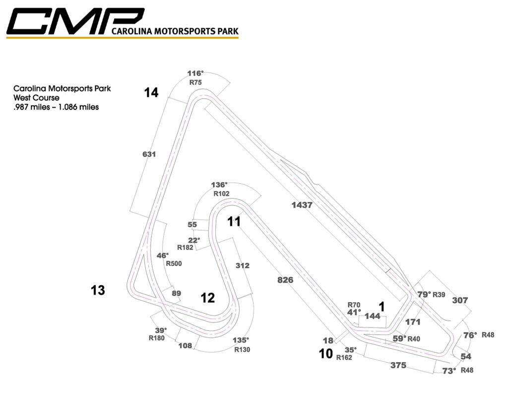 West Course Diagram – Carolina Motorsports Park